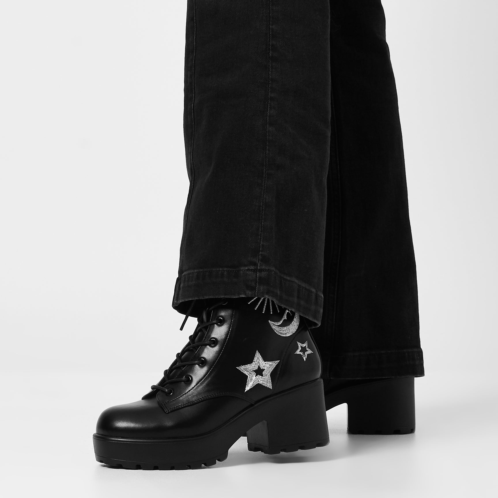 Astro Silver Star & Moon Chunky Boots – KOI footwear