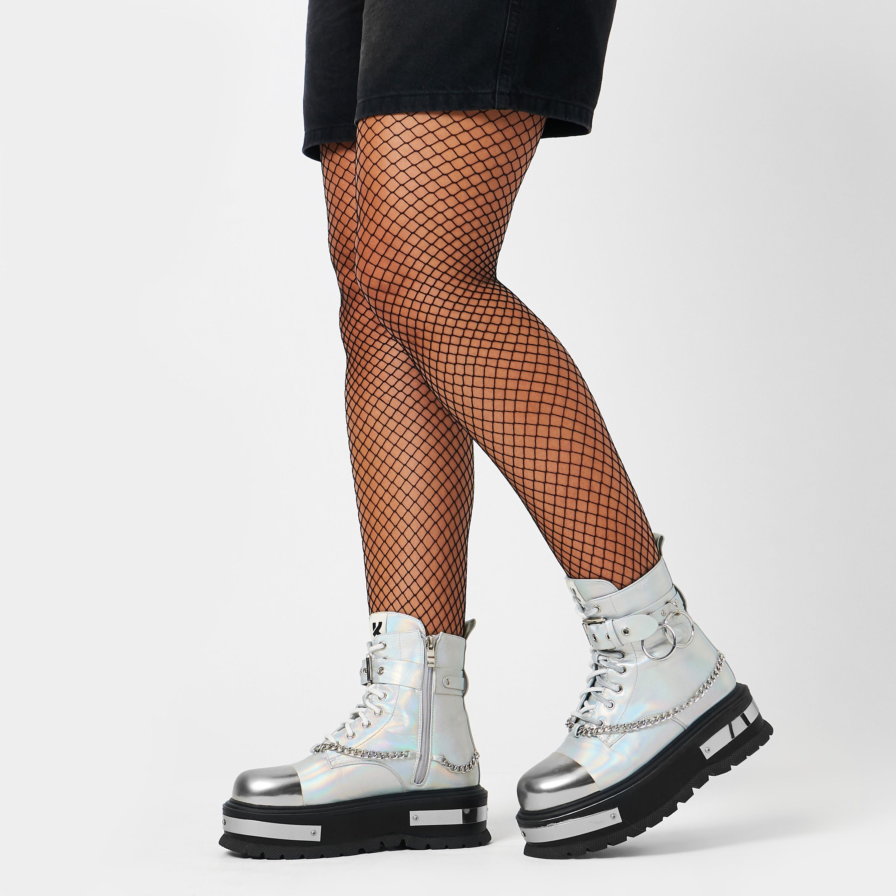 Borin Hardware Platform Boots - Silver Hologram – KOI footwear