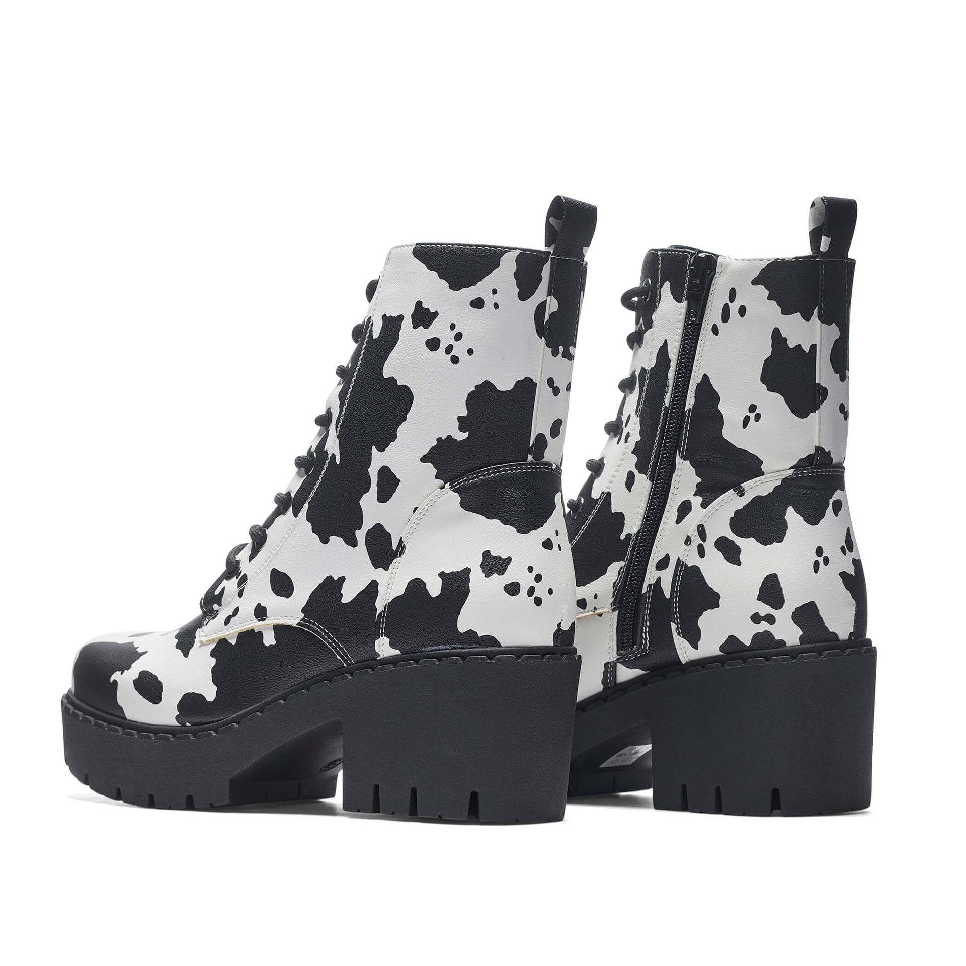 Daisy Cow Print Switch Lace Up Boots – KOI footwear