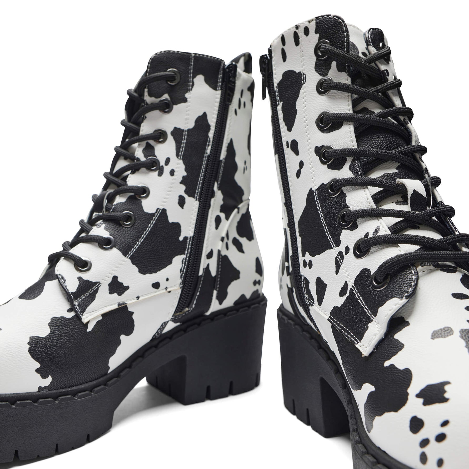 Daisy Cow Print Switch Lace Up Boots – KOI footwear