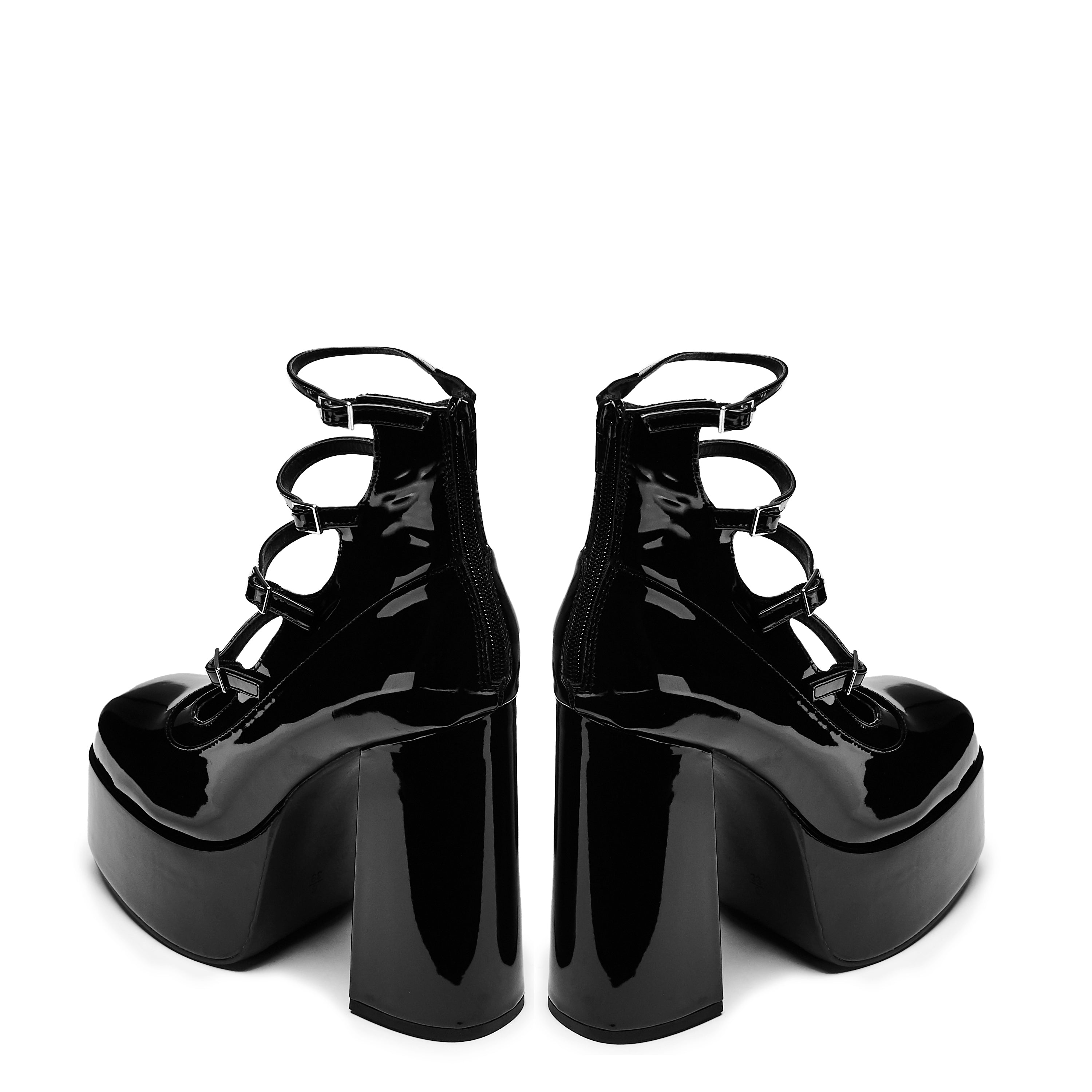Gurren Strappy Black Patent Platform Heels – KOI footwear