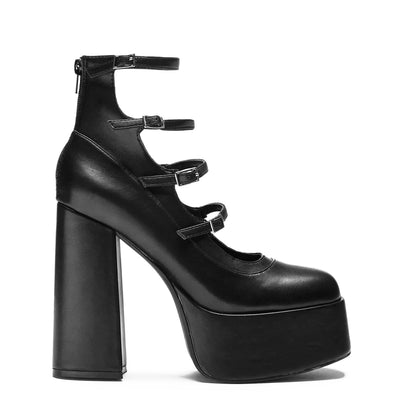 Lady Menace Grunge Crushed Velvet Heels - Black – KOI footwear