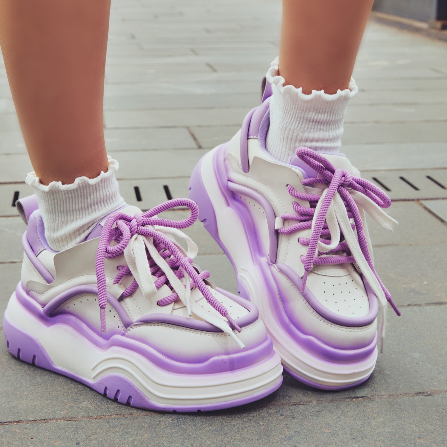 Neon Reef Platform Trainers - Violet – KOI footwear
