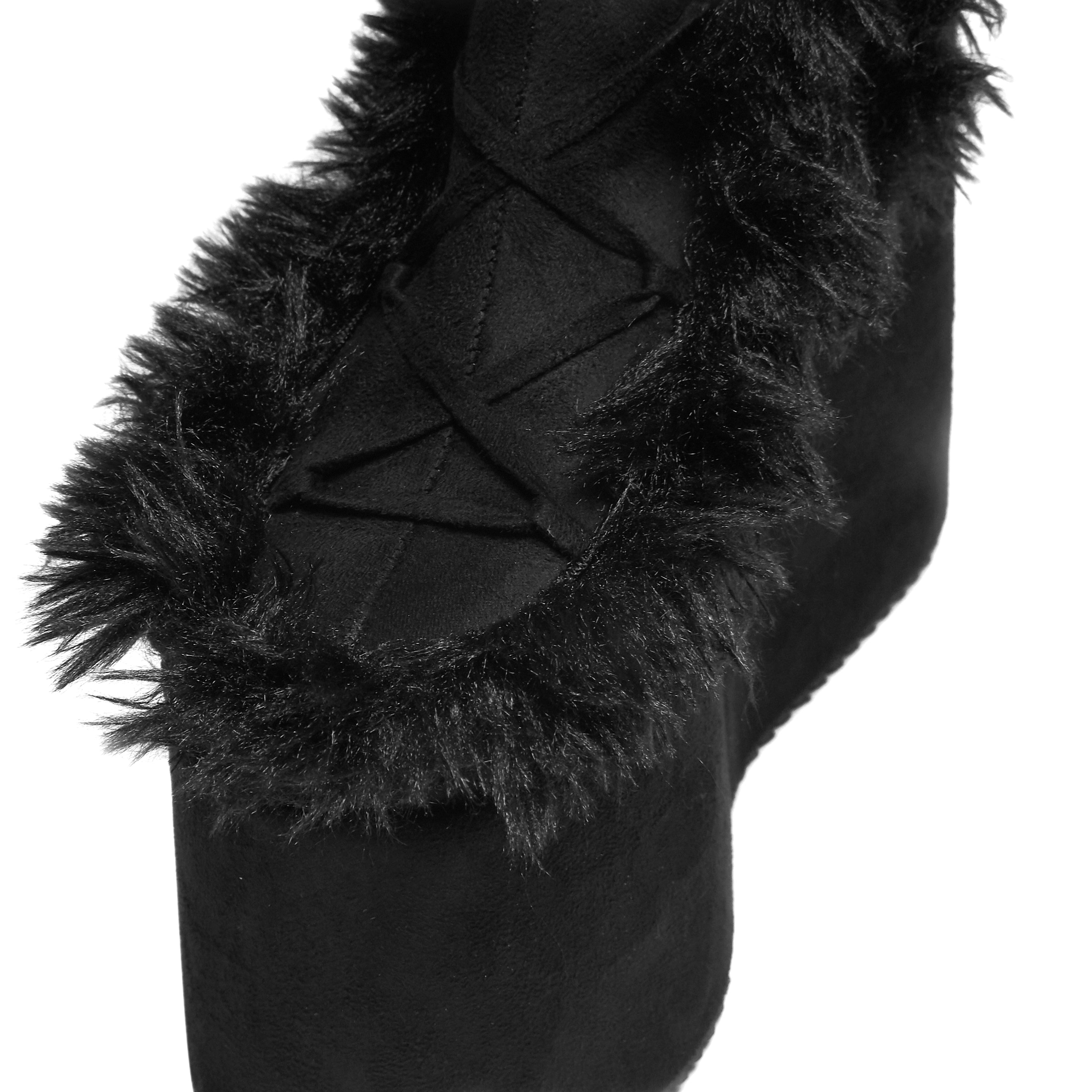 La Push Crescent Platform Faux Fur Long Boots - Black – KOI footwear