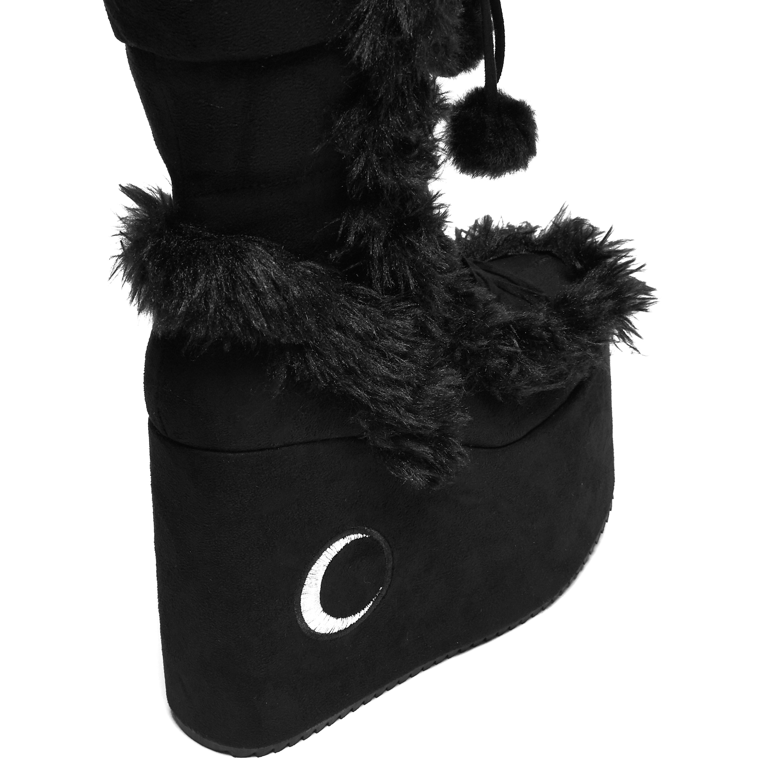 La Push Crescent Platform Faux Fur Long Boots - Black – KOI footwear