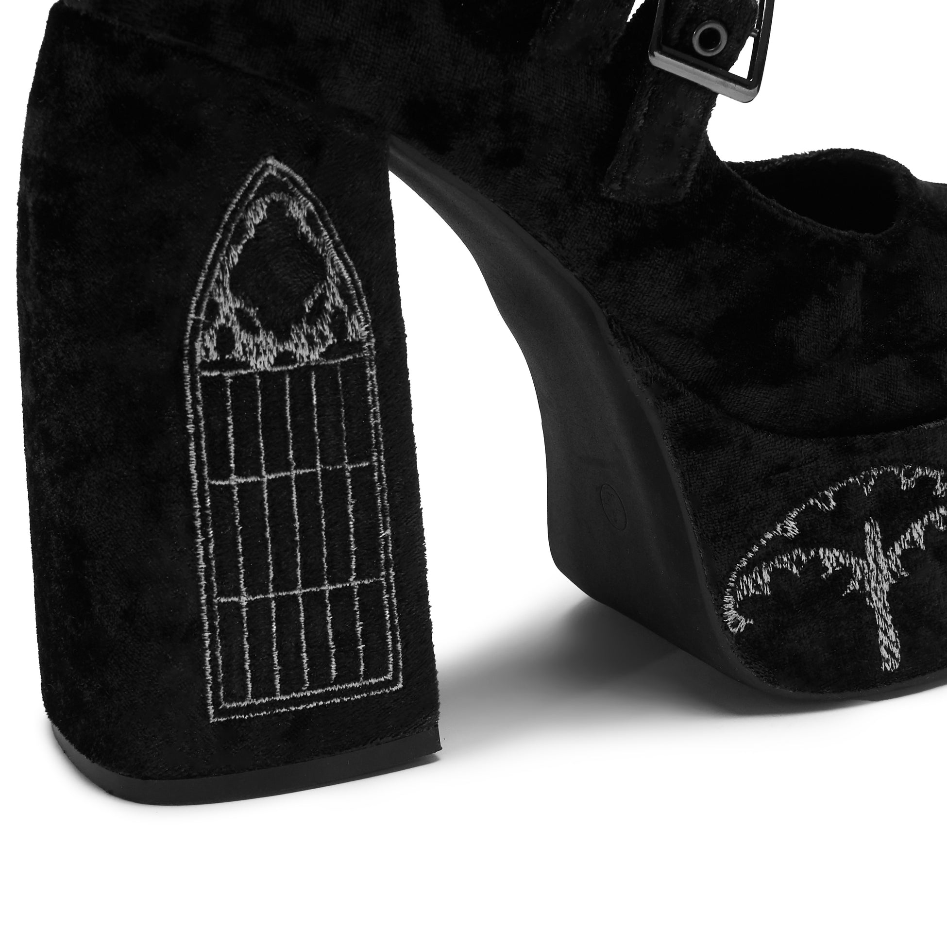 Lady Menace Grunge Crushed Velvet Heels - Black – KOI footwear