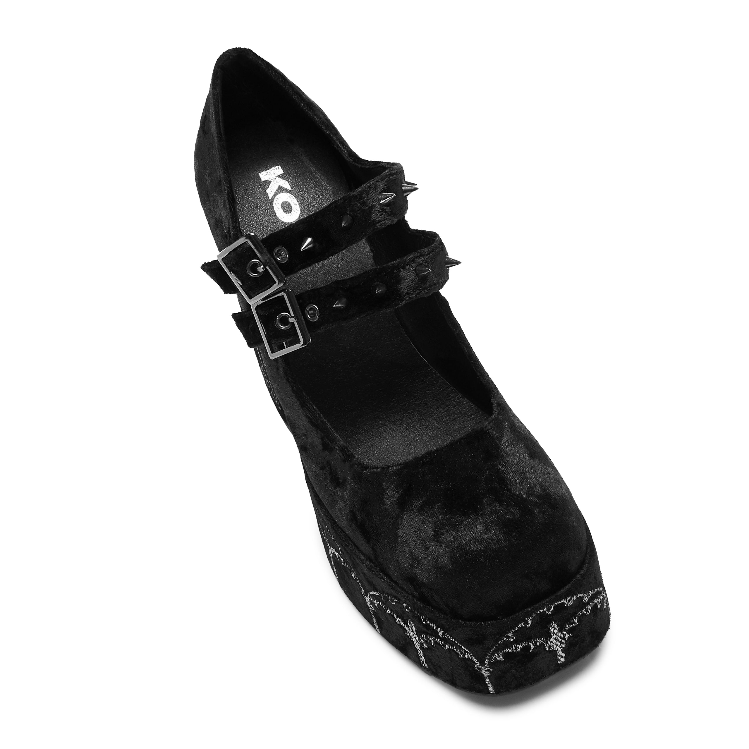 Lady Menace Grunge Crushed Velvet Heels - Black – KOI footwear