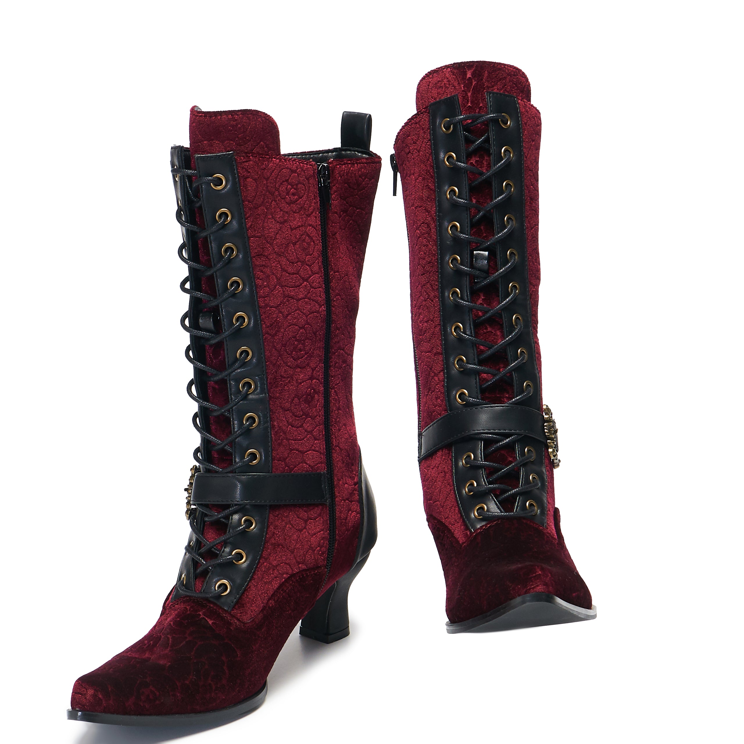 Timeless Truths Ornate Victorian Boots - Burgundy – KOI footwear