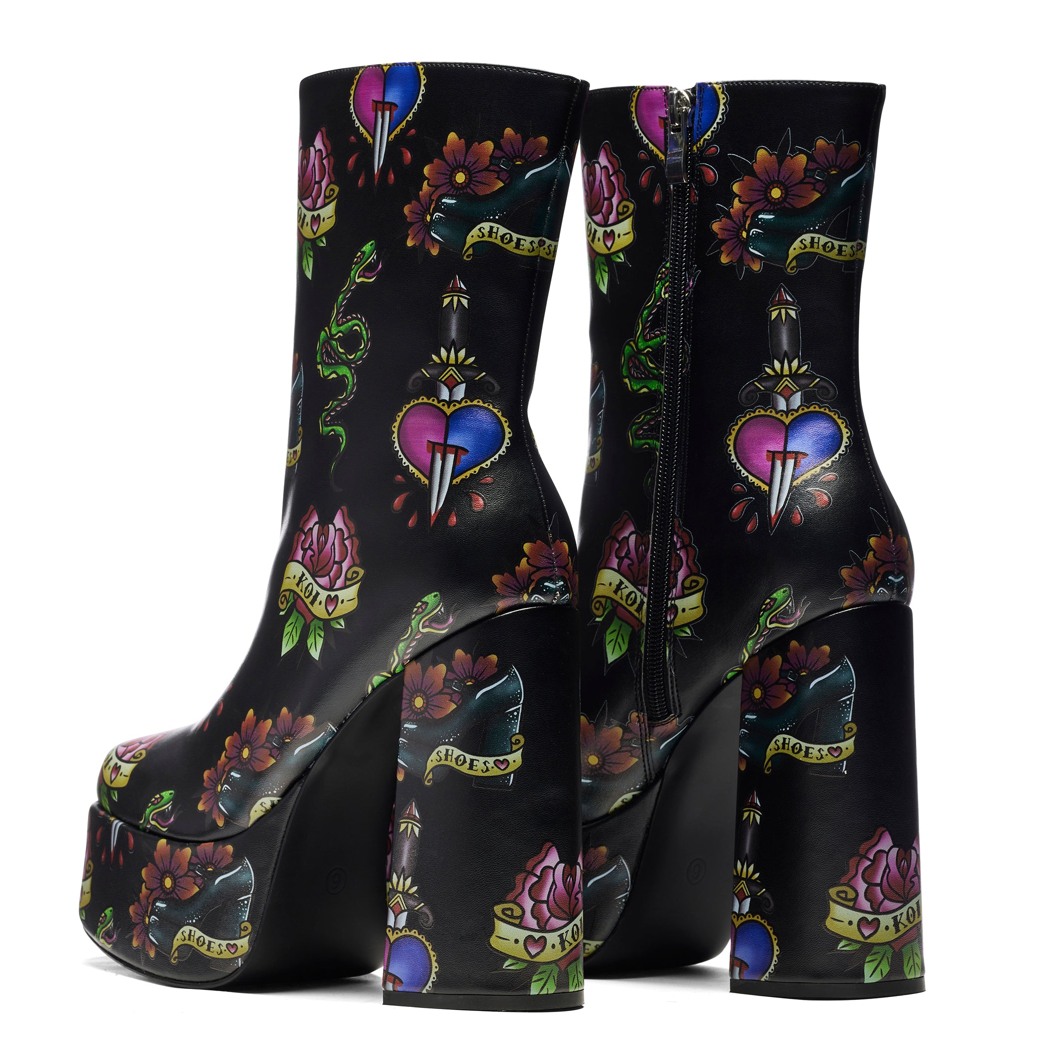 Verdict of a Serpent & Dagger Heeled Boots - Black – KOI footwear