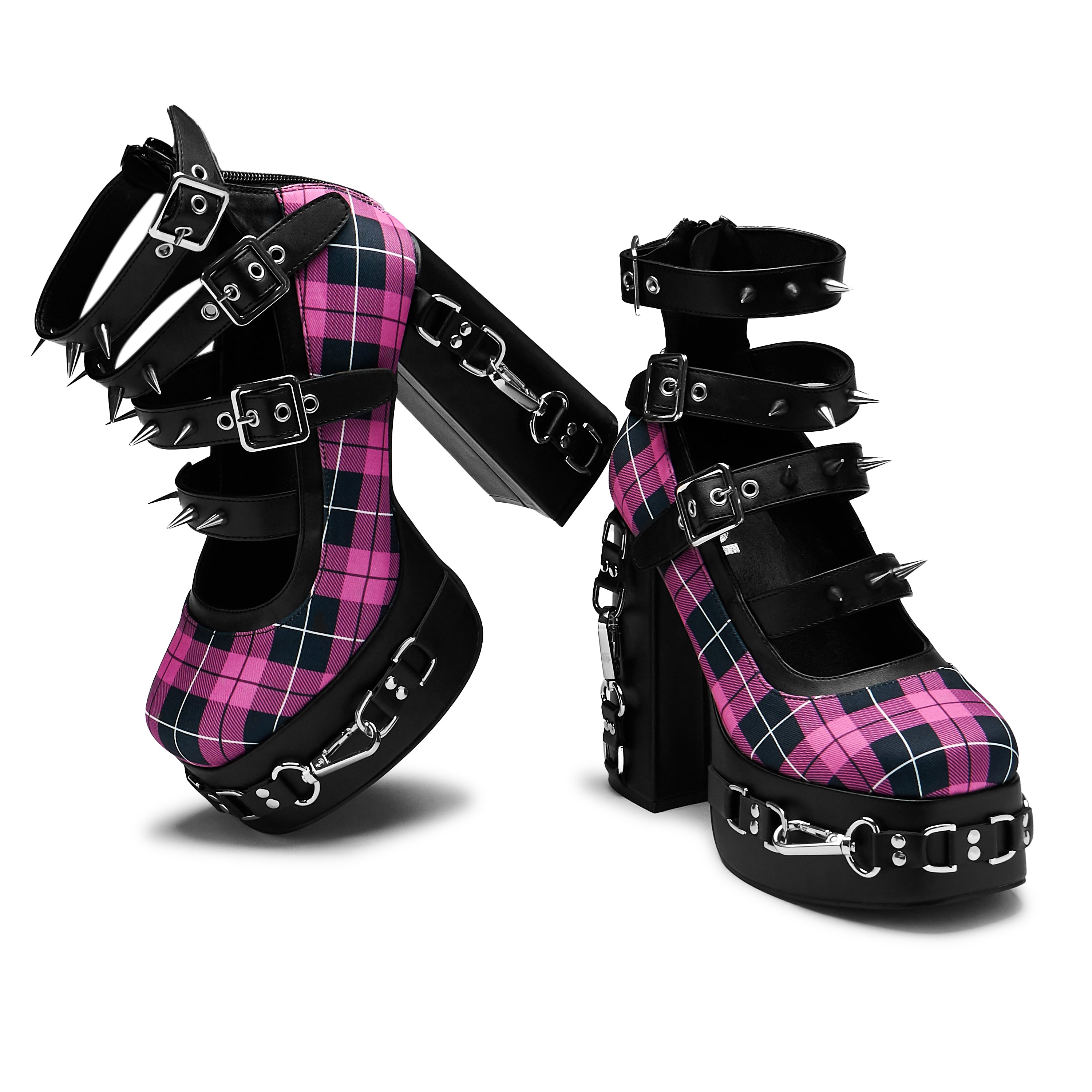 Wasted Reasons Platform Chain Heels - Pink Check – KOI footwear