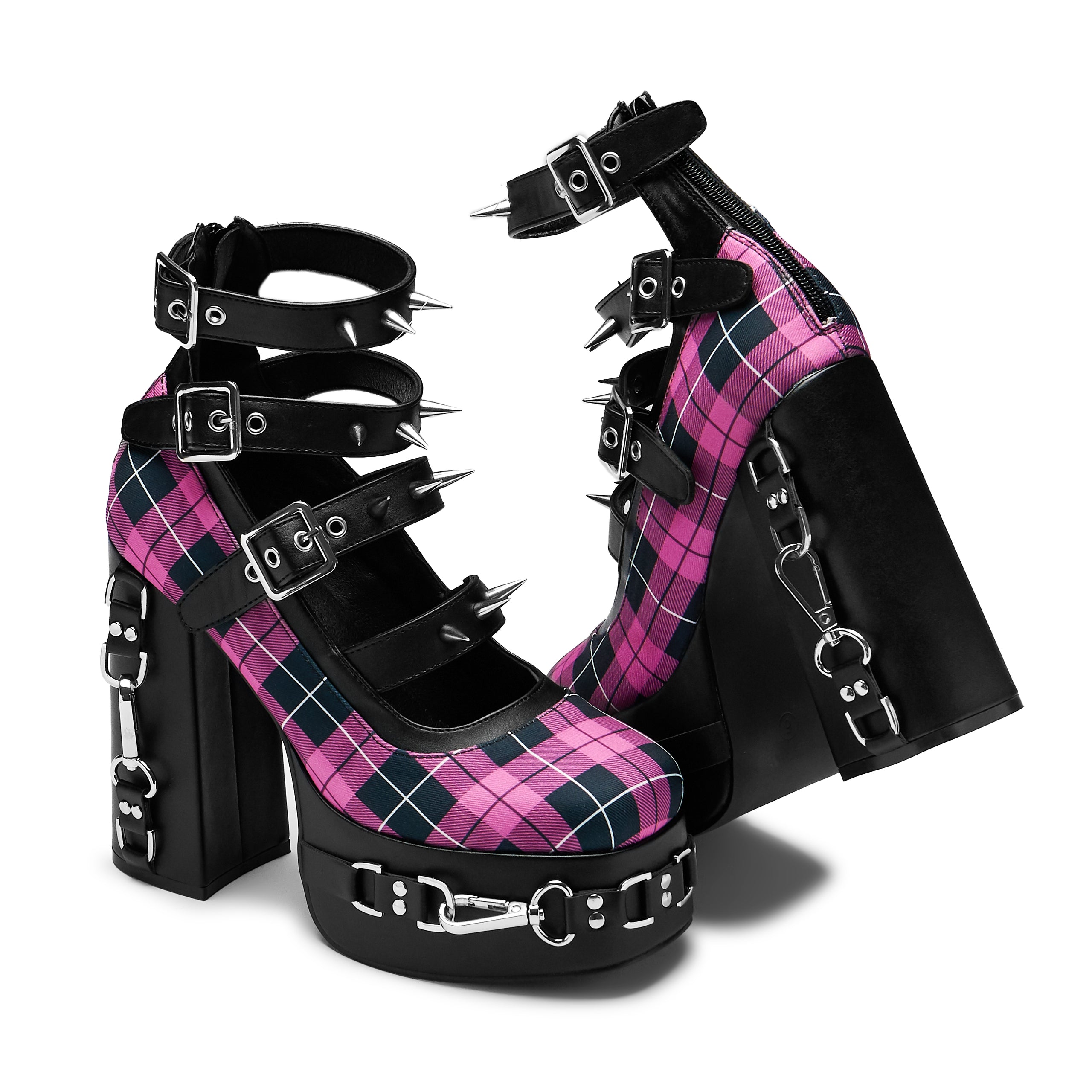 Wasted Reasons Platform Chain Heels - Pink Check – KOI footwear
