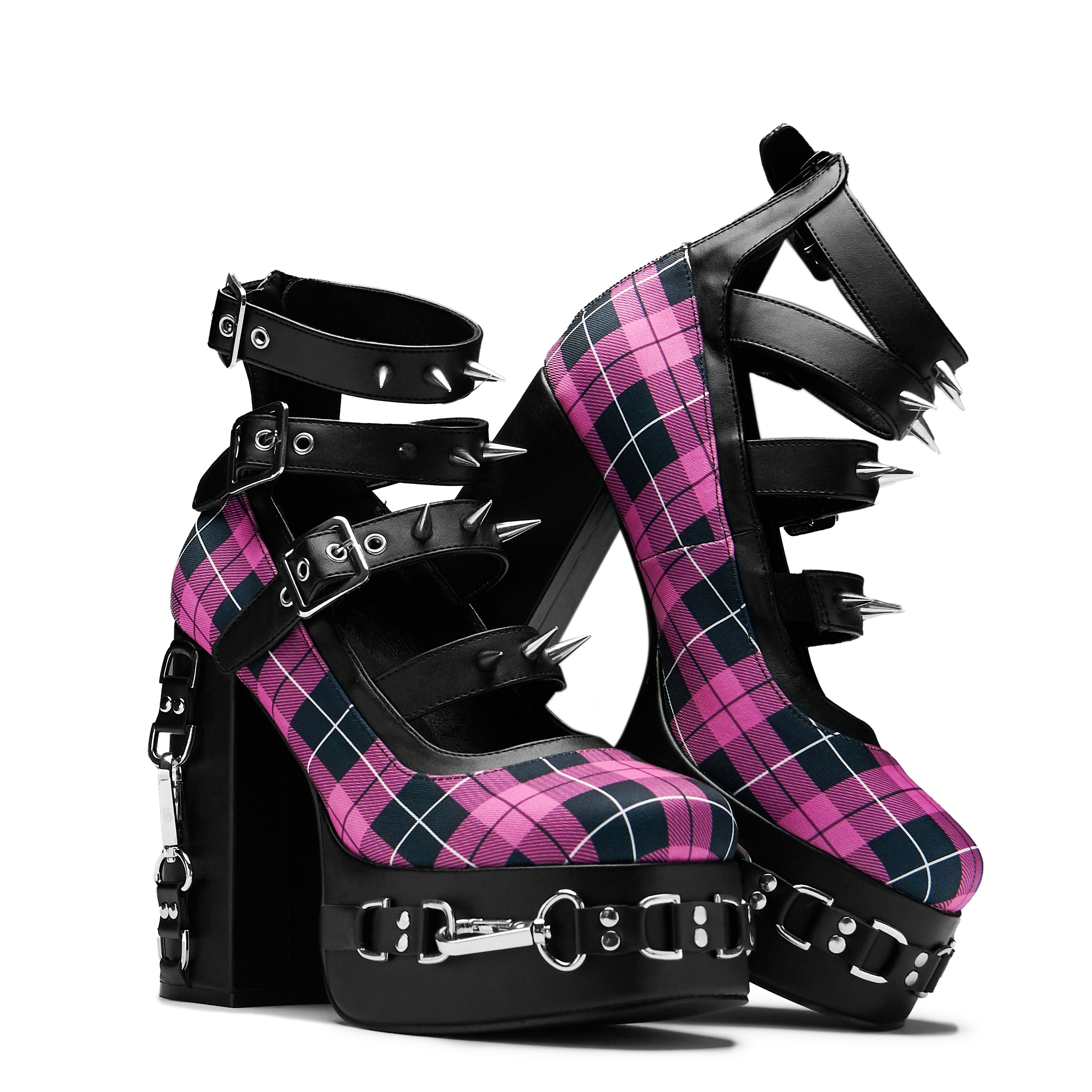 Wasted Reasons Platform Chain Heels - Pink Check – KOI footwear
