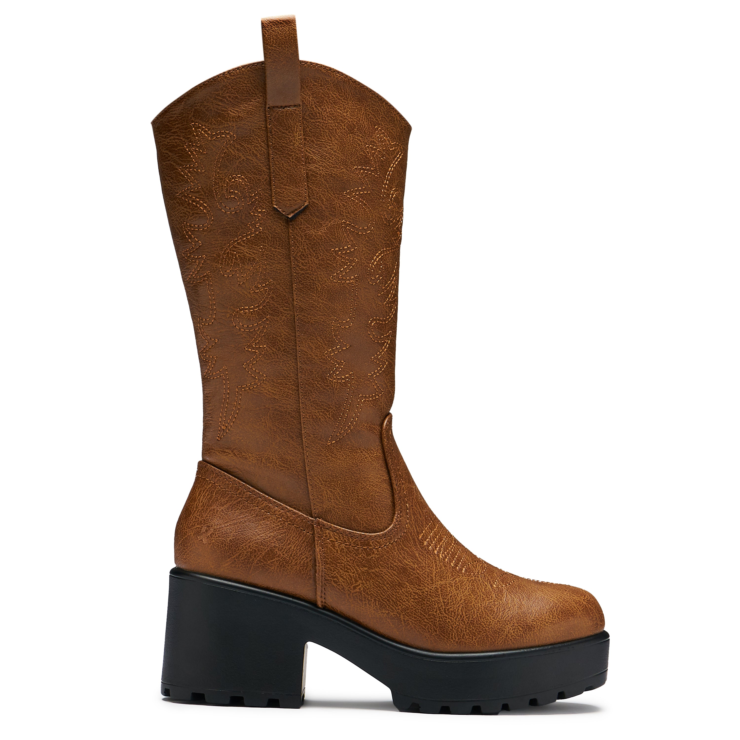 Wintu Long Chunky Western Boots - Vintage Brown – KOI footwear