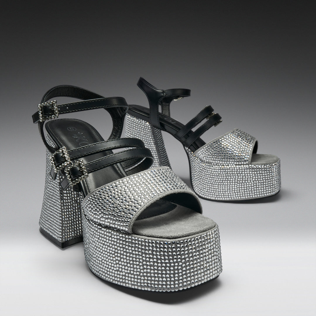 Felicity Crystal Strappy Heels- Silver – KOI footwear