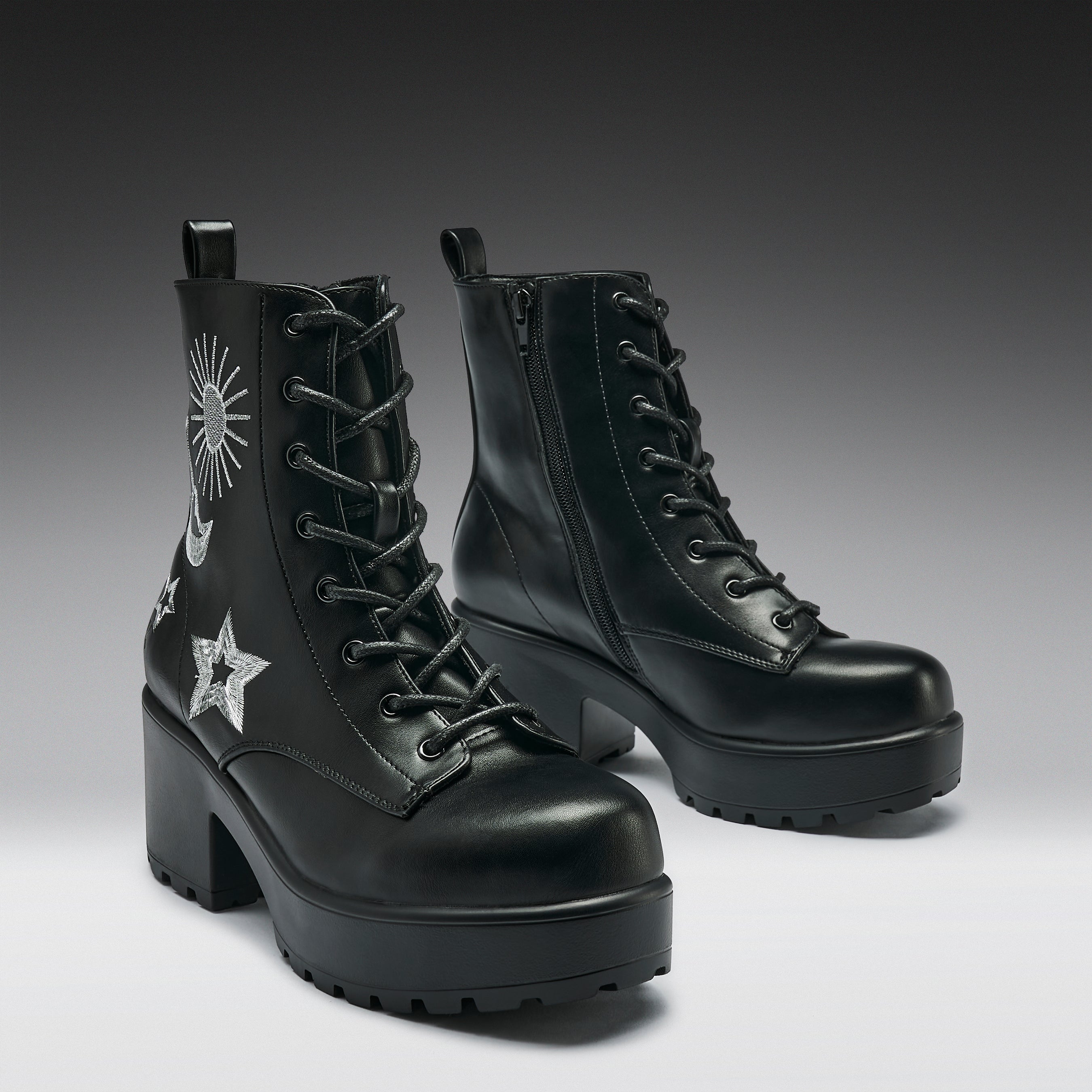 Astro Silver Star & Moon Chunky Boots – KOI footwear